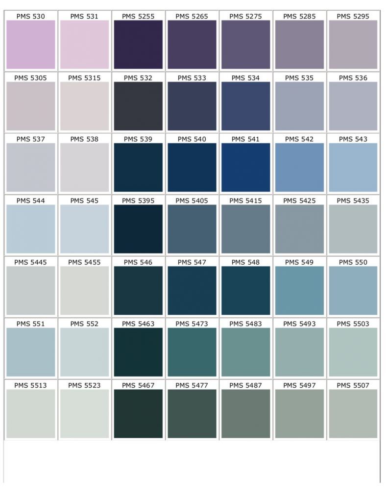 pms chart for blue